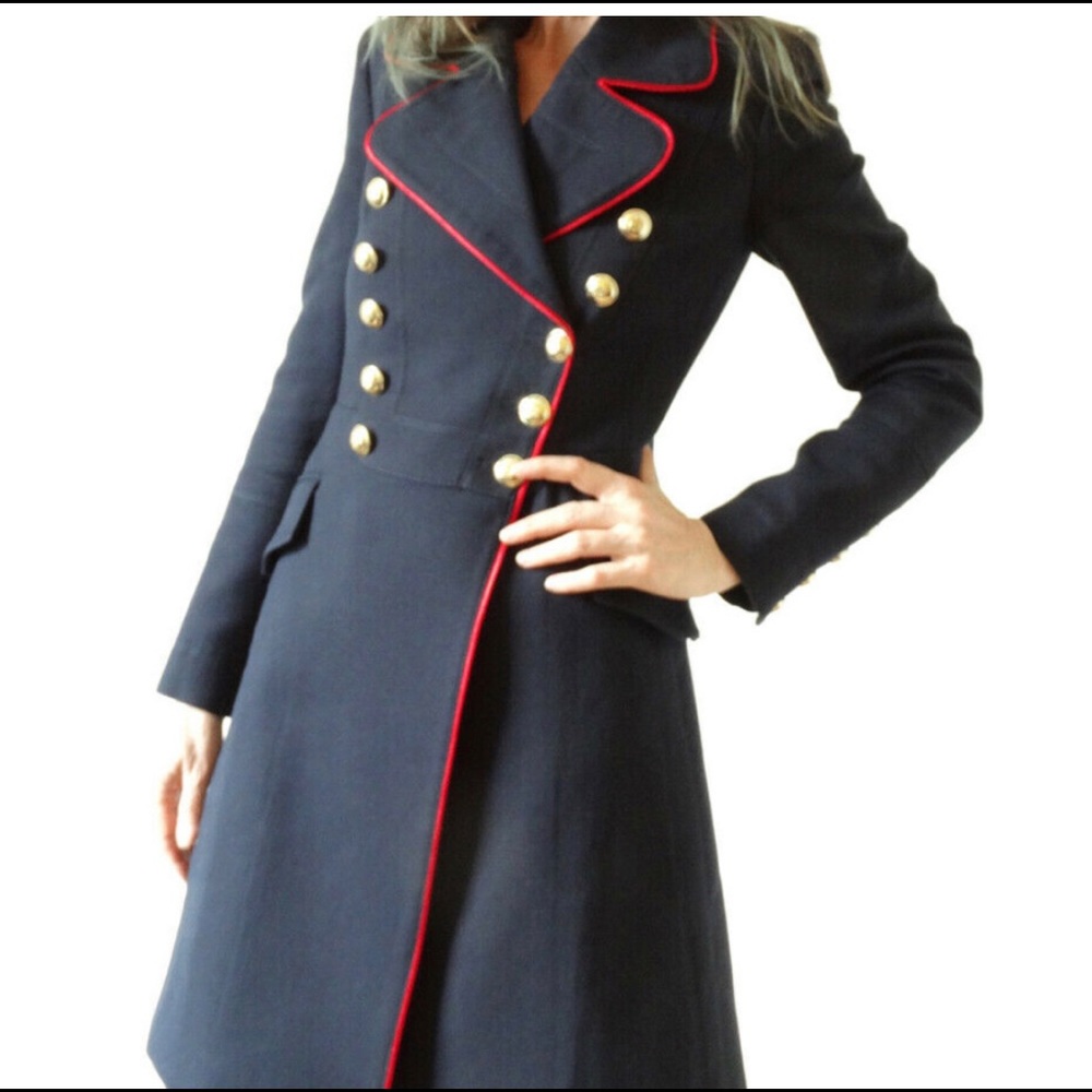 Mango Military Style Coat. Hardly Worn. Navy Blue Wit… - Gem